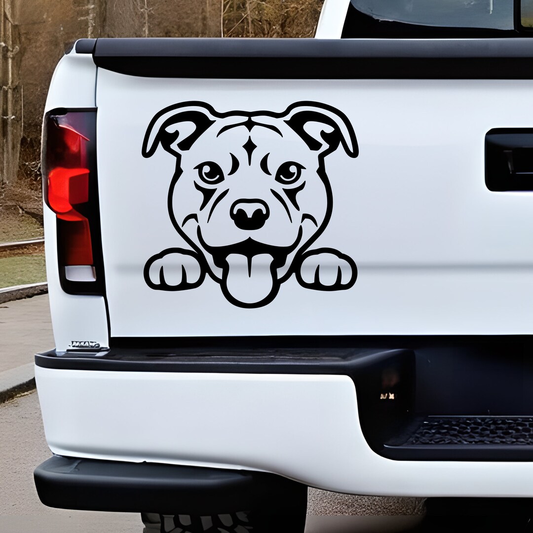 Pit Bull Peeking Dog Vinyl Decal: Car Window Sticker - Etsy