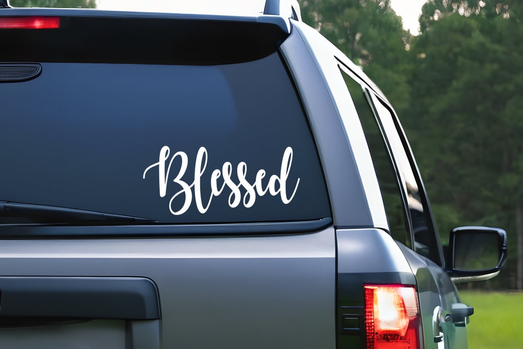 Blessed Decal: Glossy Vinyl Script Font Car Window Decal - Etsy