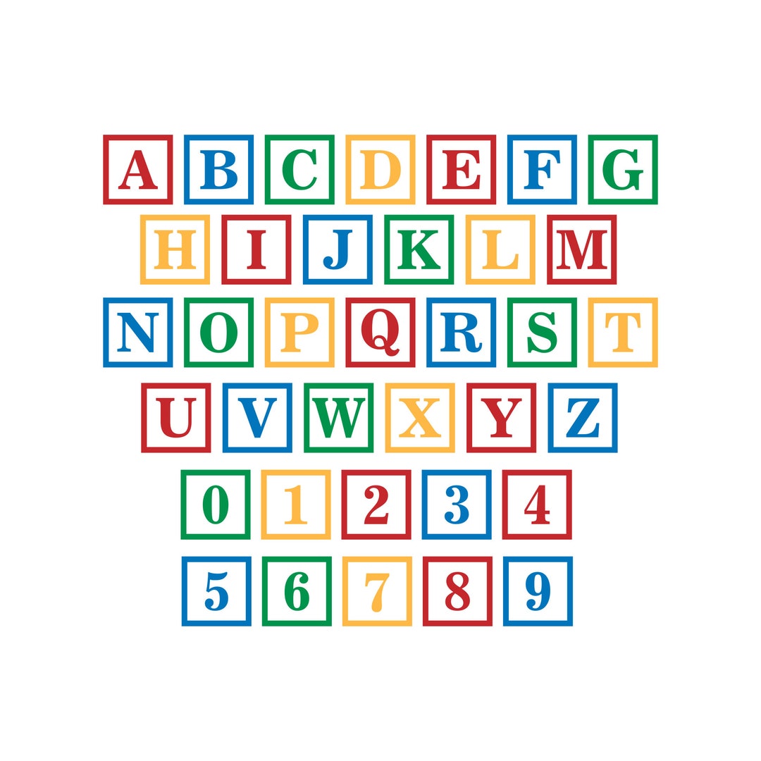 Alphabet Block Decals, Letters and Numbers Stickers - Etsy