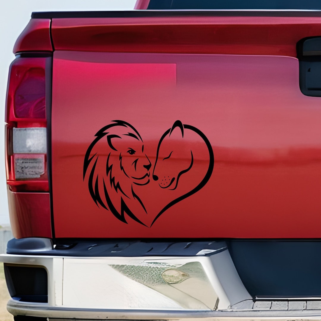 Lion and Lioness Heart Shape Vinyl Decal Sticker - Etsy