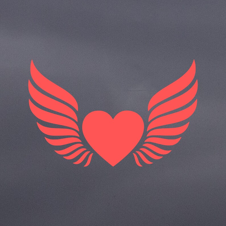 Heart Decal Heart With Wings Decal Flying Heart Decal Vinyl - Etsy