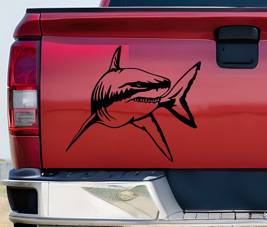 Tiger Shark Vinyl Decal Sticker, Swimming Tiger Shark Decal - Etsy