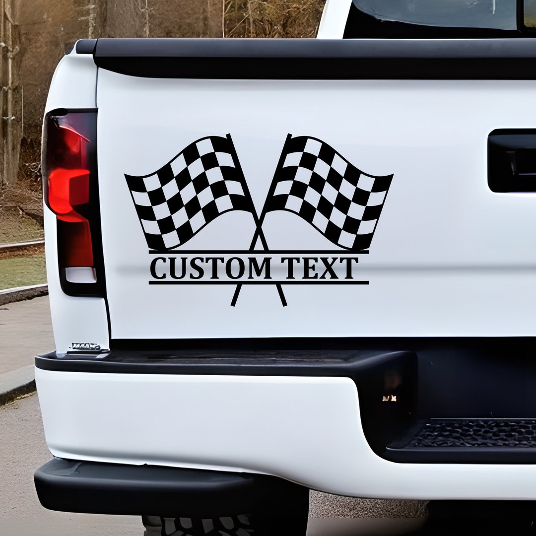 Custom Text Checkered Racing Flags Vinyl Decal Sticker | Personalized ...