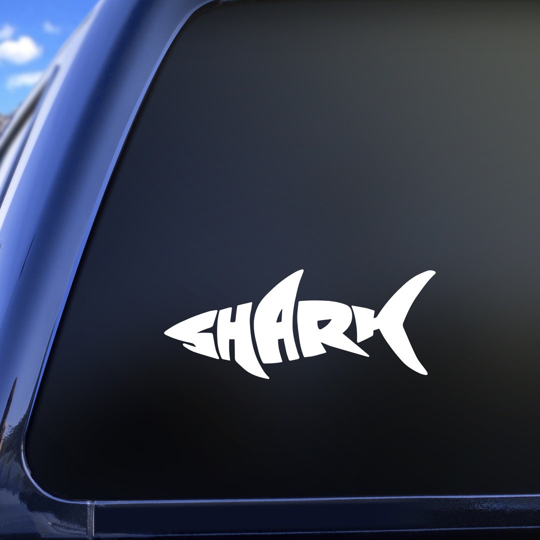 Shark Shaped Word Decal, Car Window Decal - Etsy