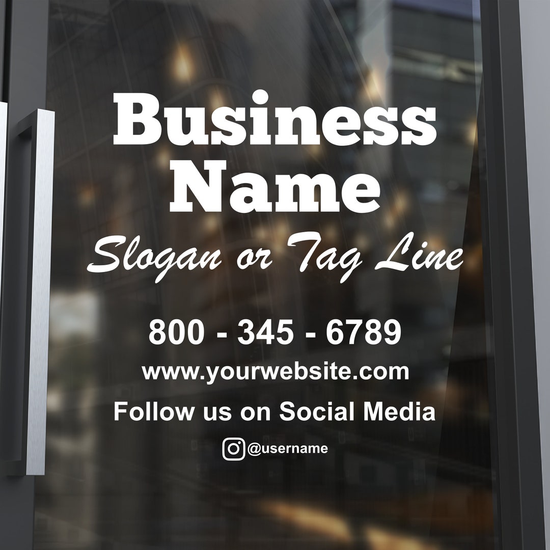 Customizable Window Decal | Company Name | Store Front Glass Door Vinyl ...