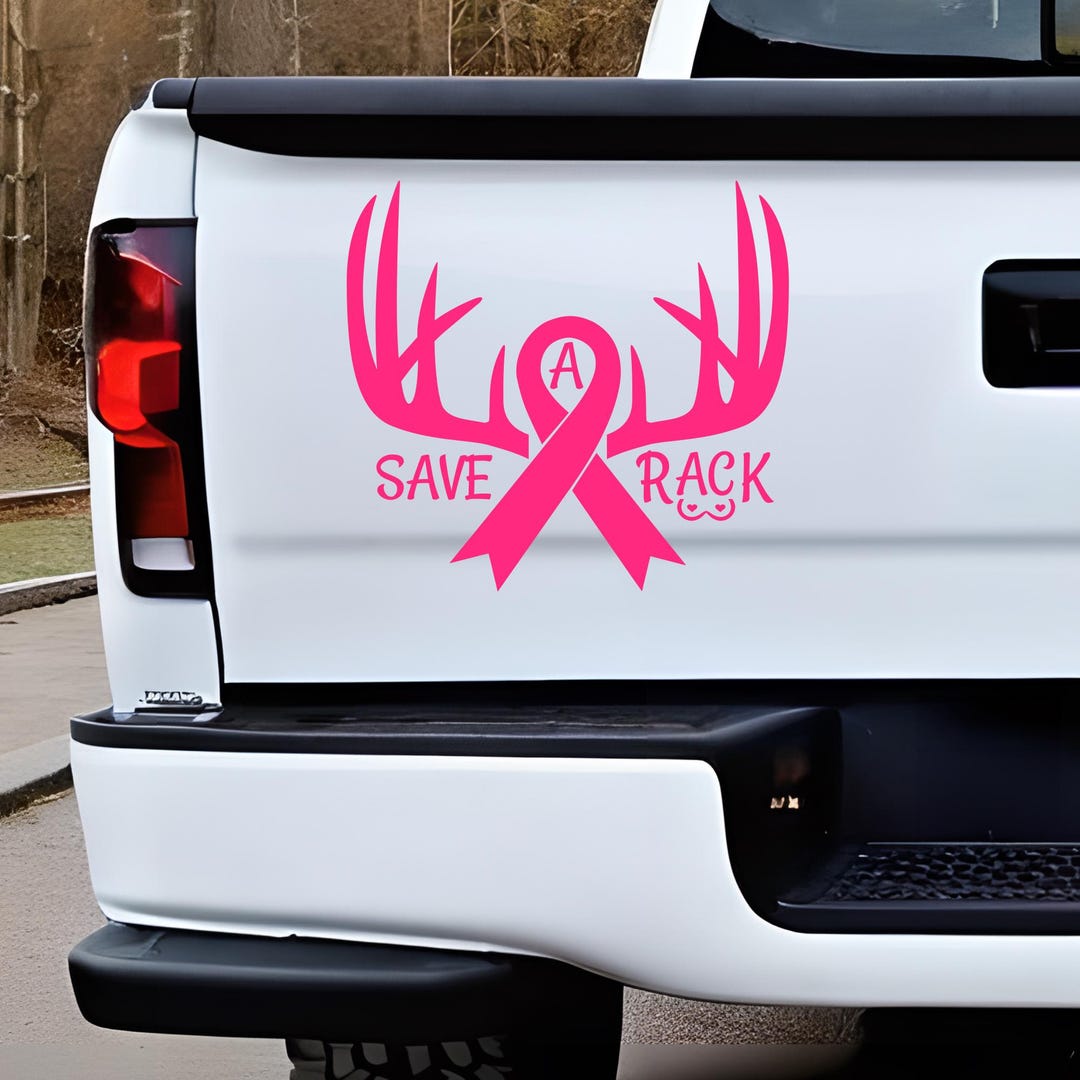 Cancer Ribbon Decal, Save A Rack Decal, Save the Titties, Breast Cancer ...