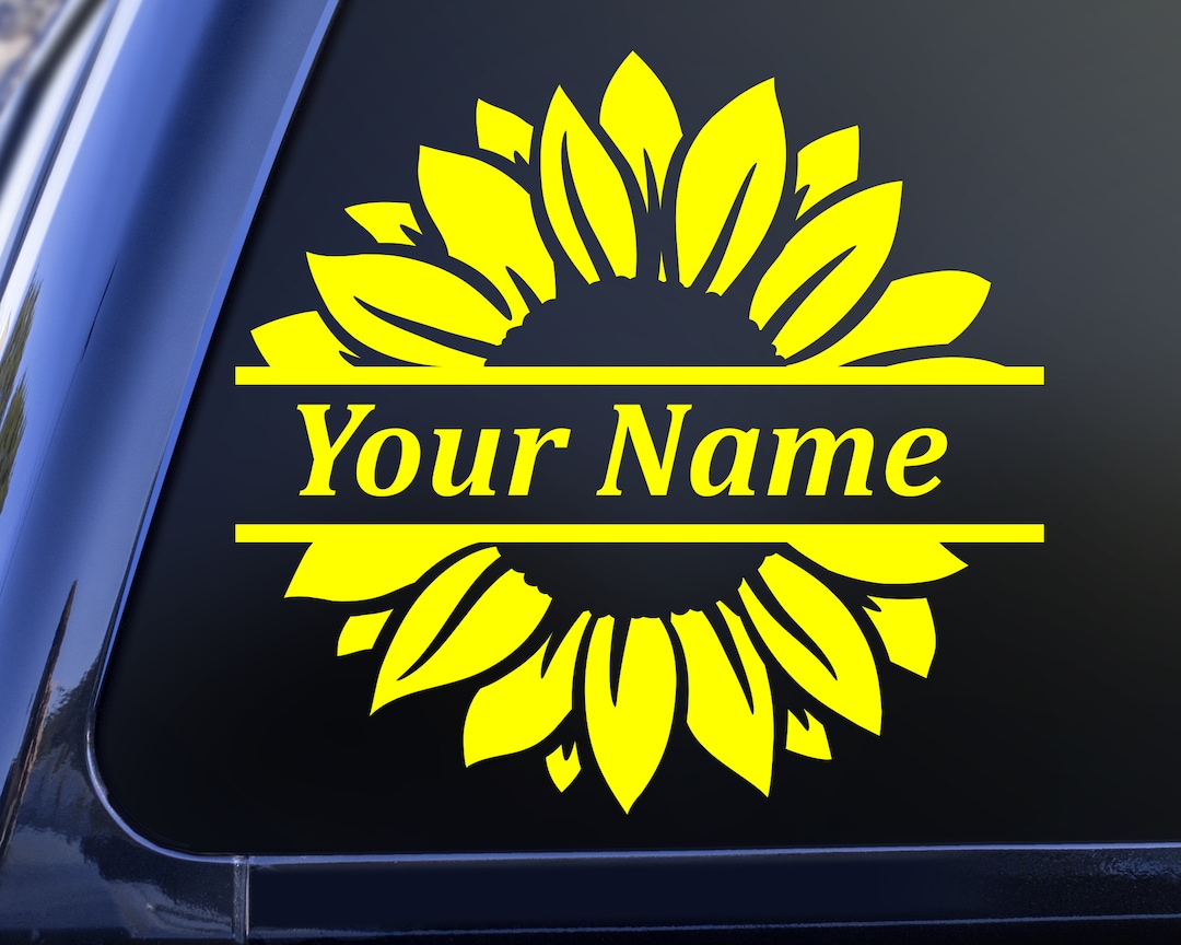 Personalized Sunflower Vinyl Decal Sticker, Split Monogram Name Decal ...