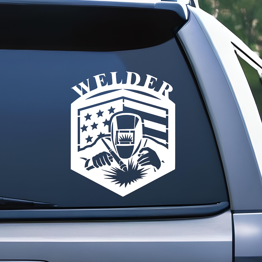 Welder Vinyl Decal Sticker, Welder American Flag Decal, Welding Sticker ...