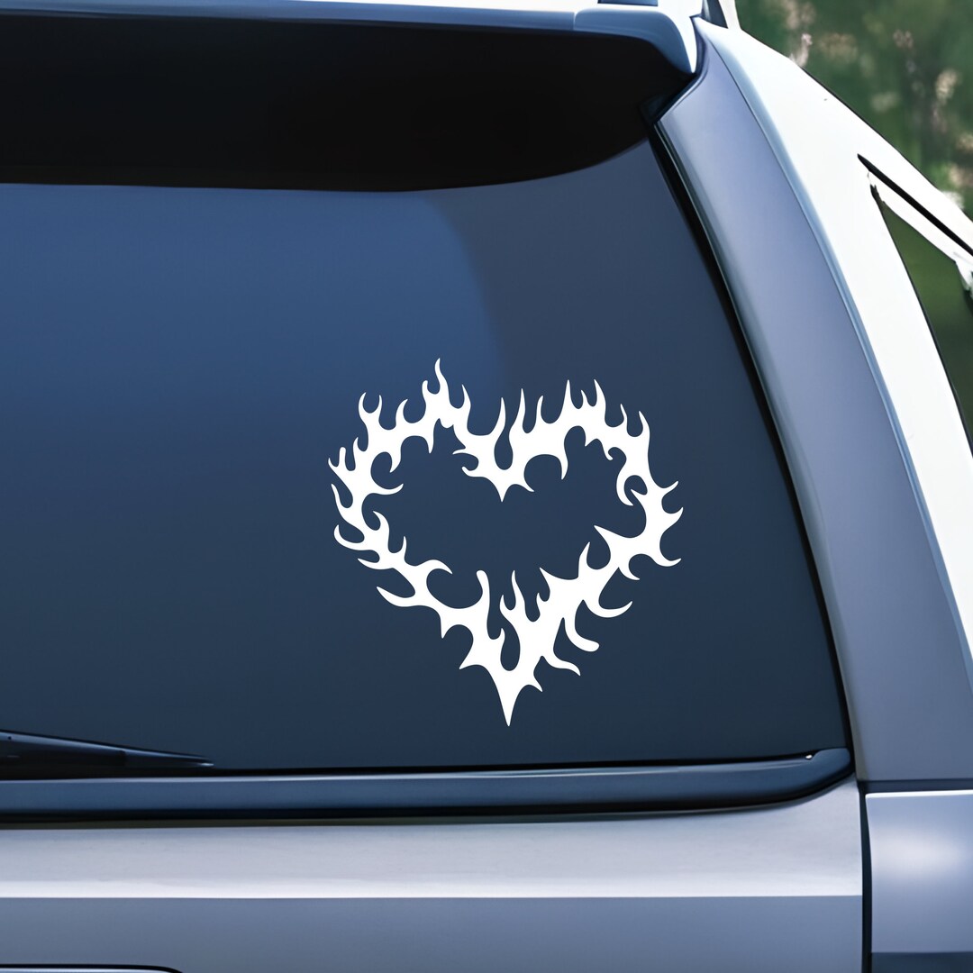 Heart With Flames Decal, Burning Love Decal, Passionate Love Vinyl ...