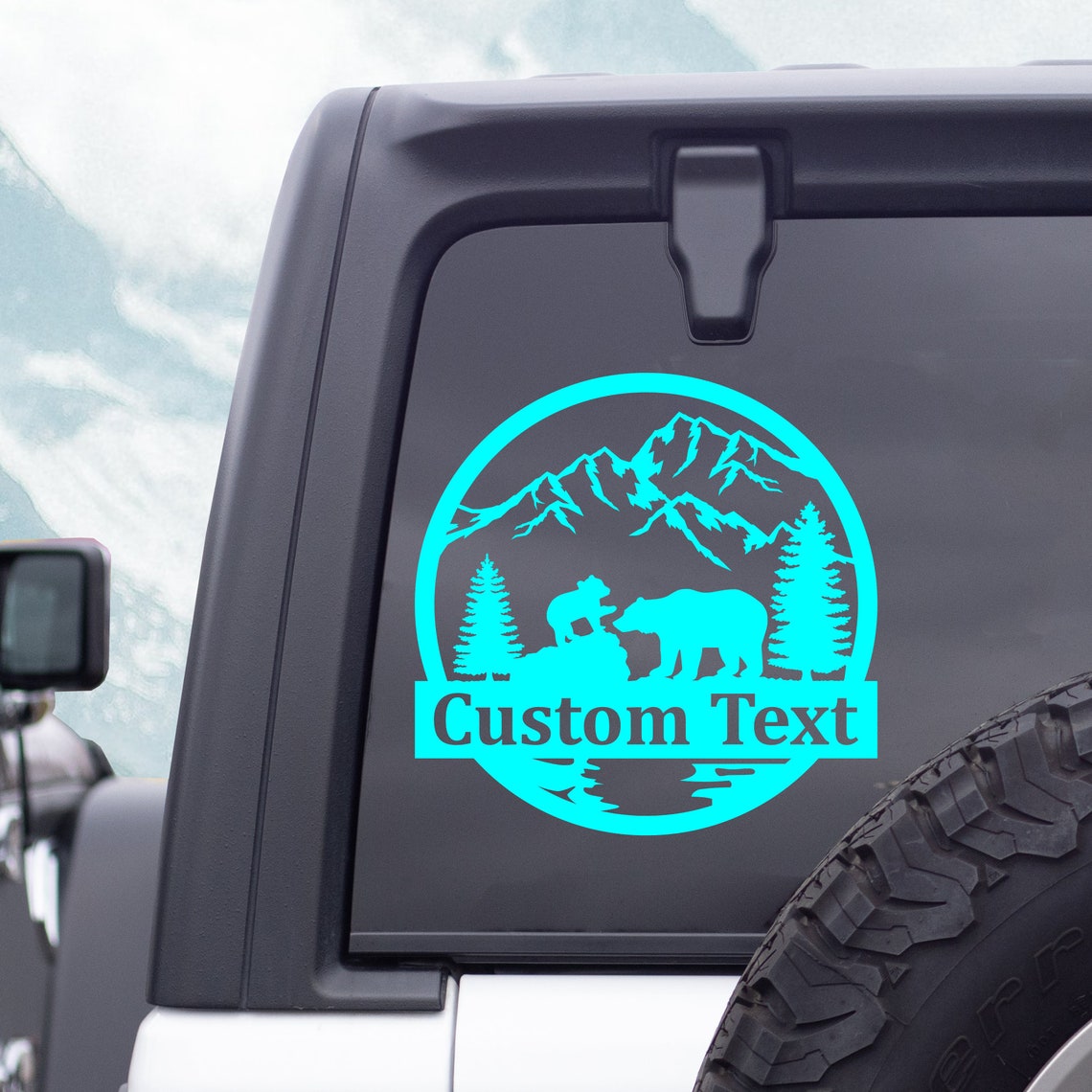 Bear Mountain Scene Vinyl Decal Sticker Baby Bear Mountains - Etsy