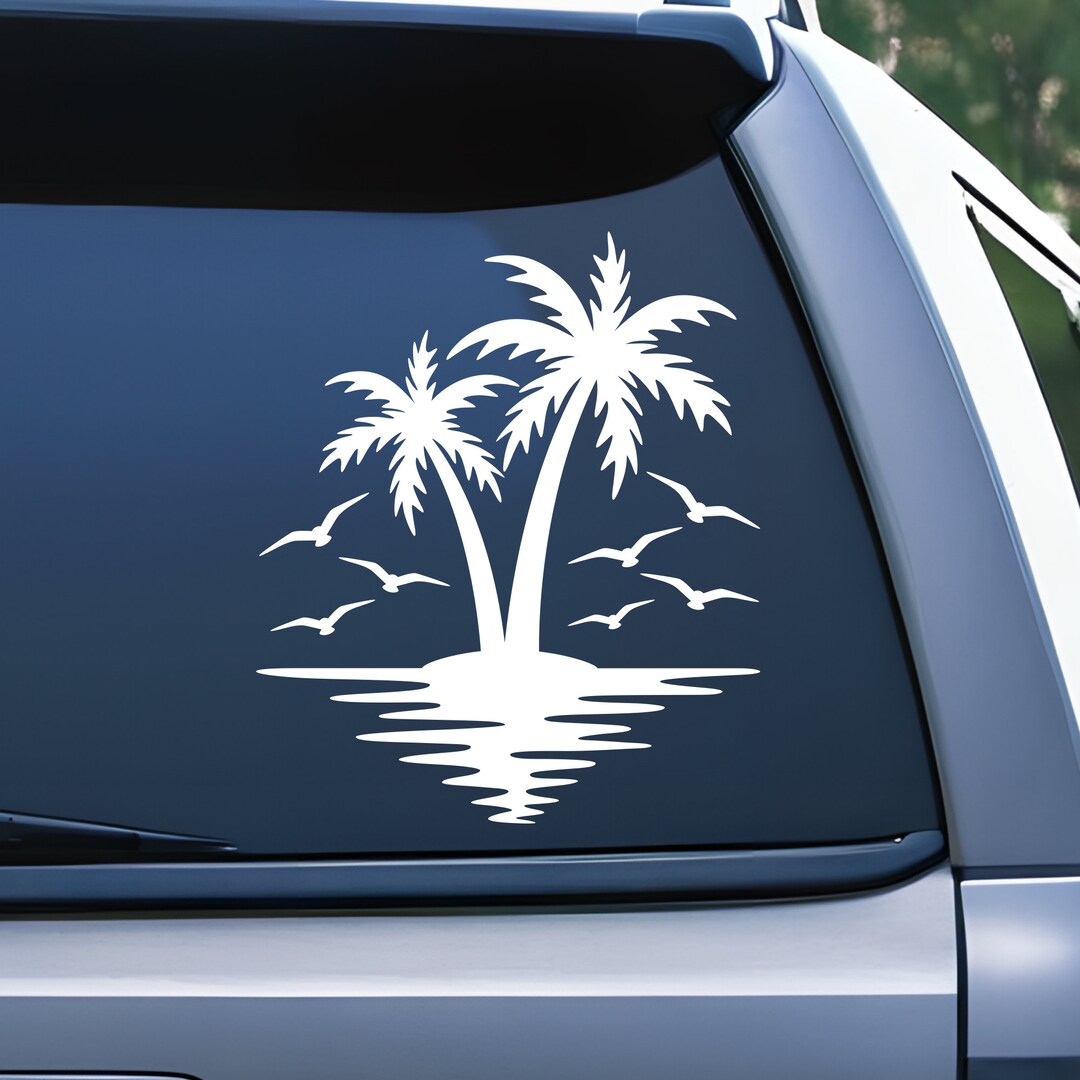 Palm Trees and Seagulls Decal: Ocean Beach Car Window Decor - Etsy