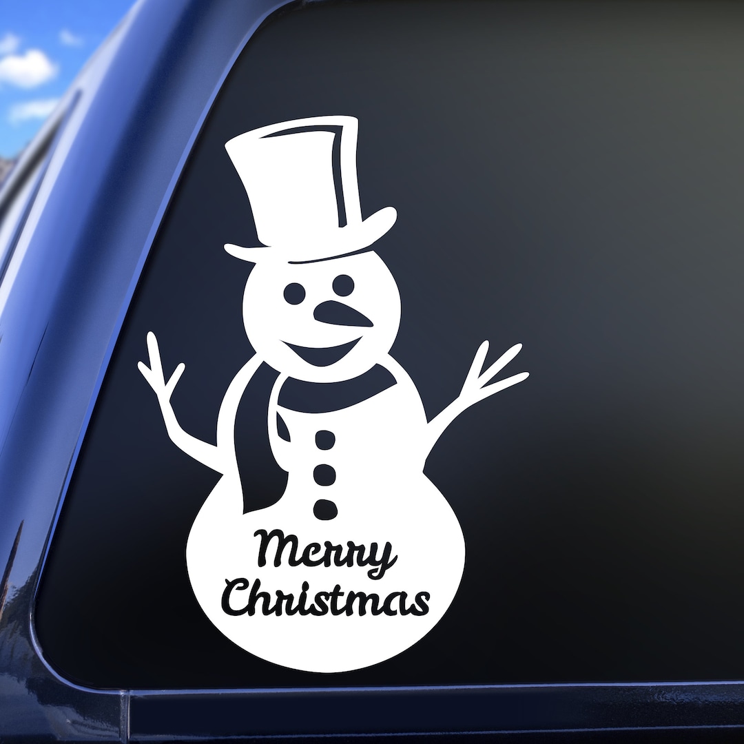 Merry Christmas Snowman Vinyl Decal Sticker, Christmas Decals - Etsy