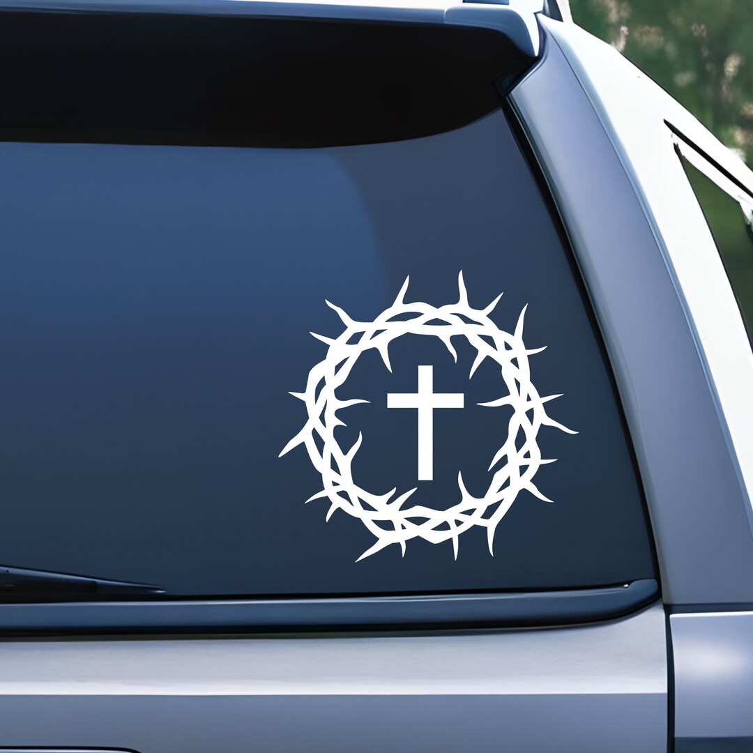 Crown of Thorns With Cross Vinyl Decal, Religious Christian Decal - Etsy