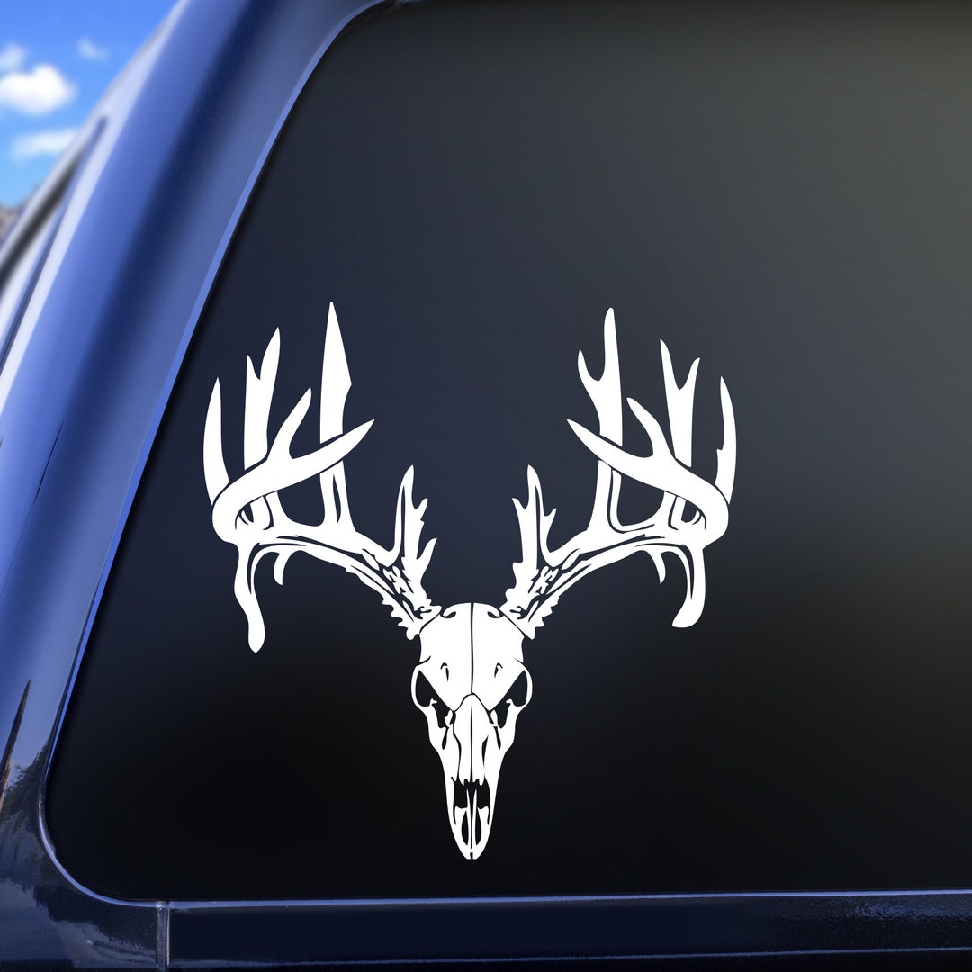 Deer Skull Vinyl Decal Sticker, Deer Antler Skull Decal - Etsy