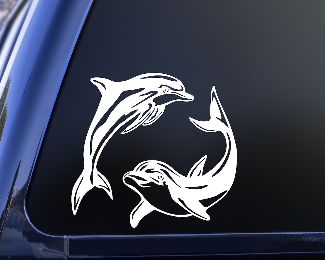 Dolphins Vinyl Decal Sticker, Pair of Dolphins Decal, Circle of ...