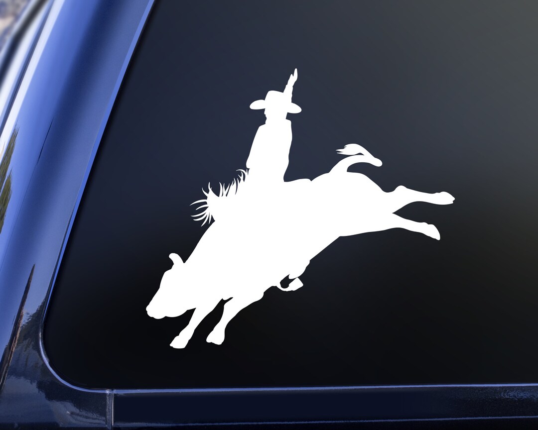 Bull Riding Vinyl Decal Sticker, Rodeo Car Window Decal - Etsy