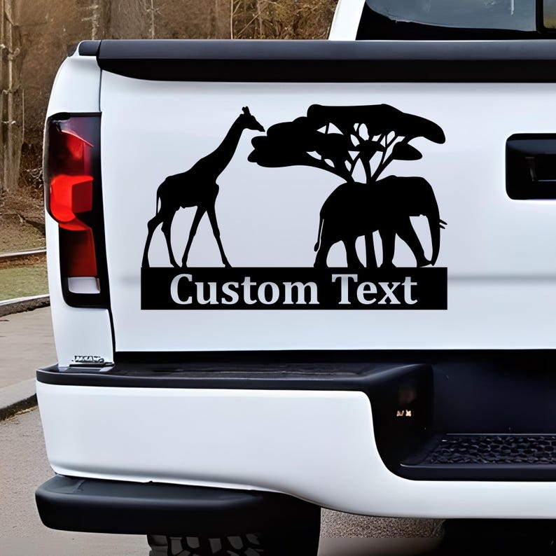 Personalized Elephant and Giraffe African Safari Vinyl Decal Sticker - Etsy