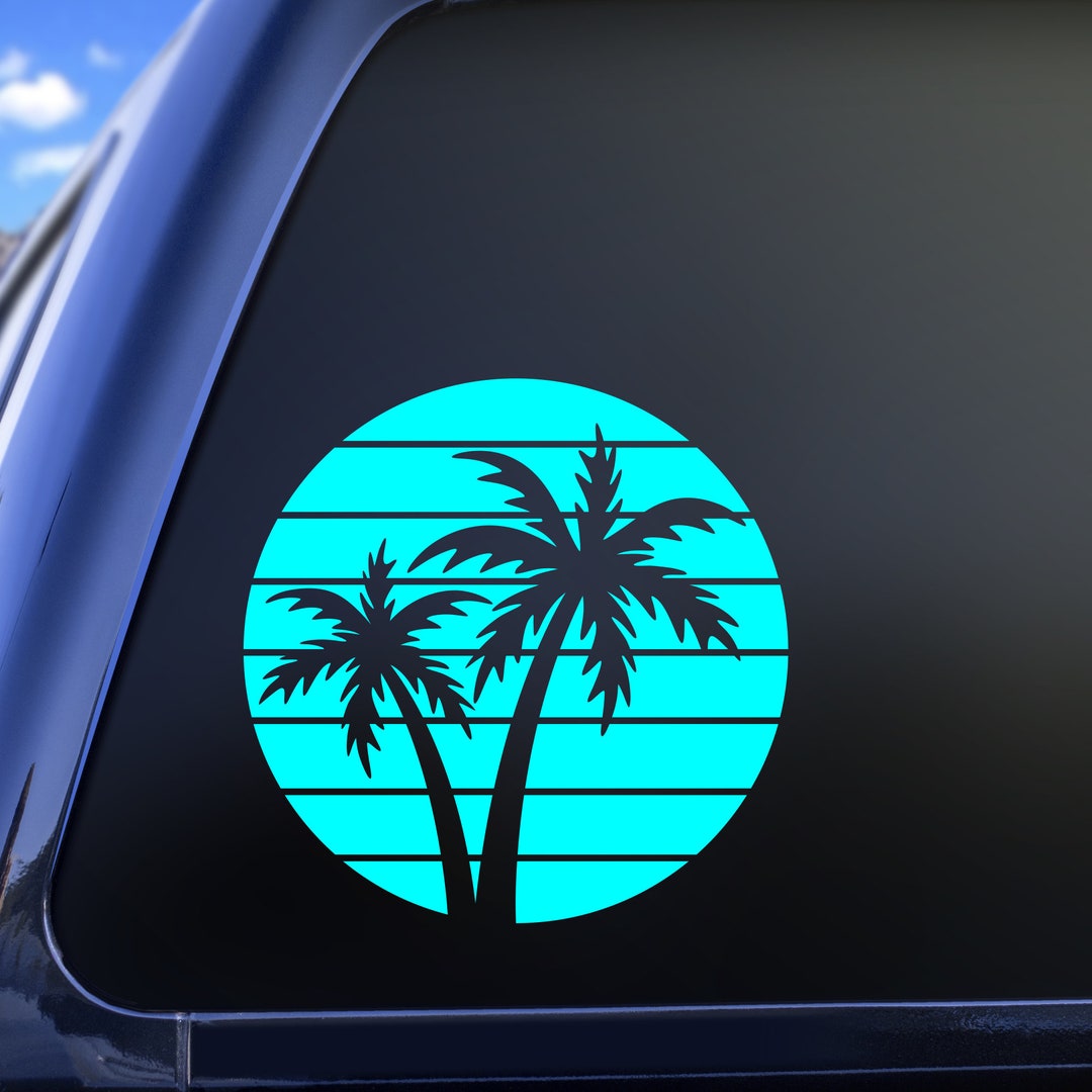 Palm Tree Sun Vinyl Decal | Sunset Palm Trees Vinyl Sticker - Etsy