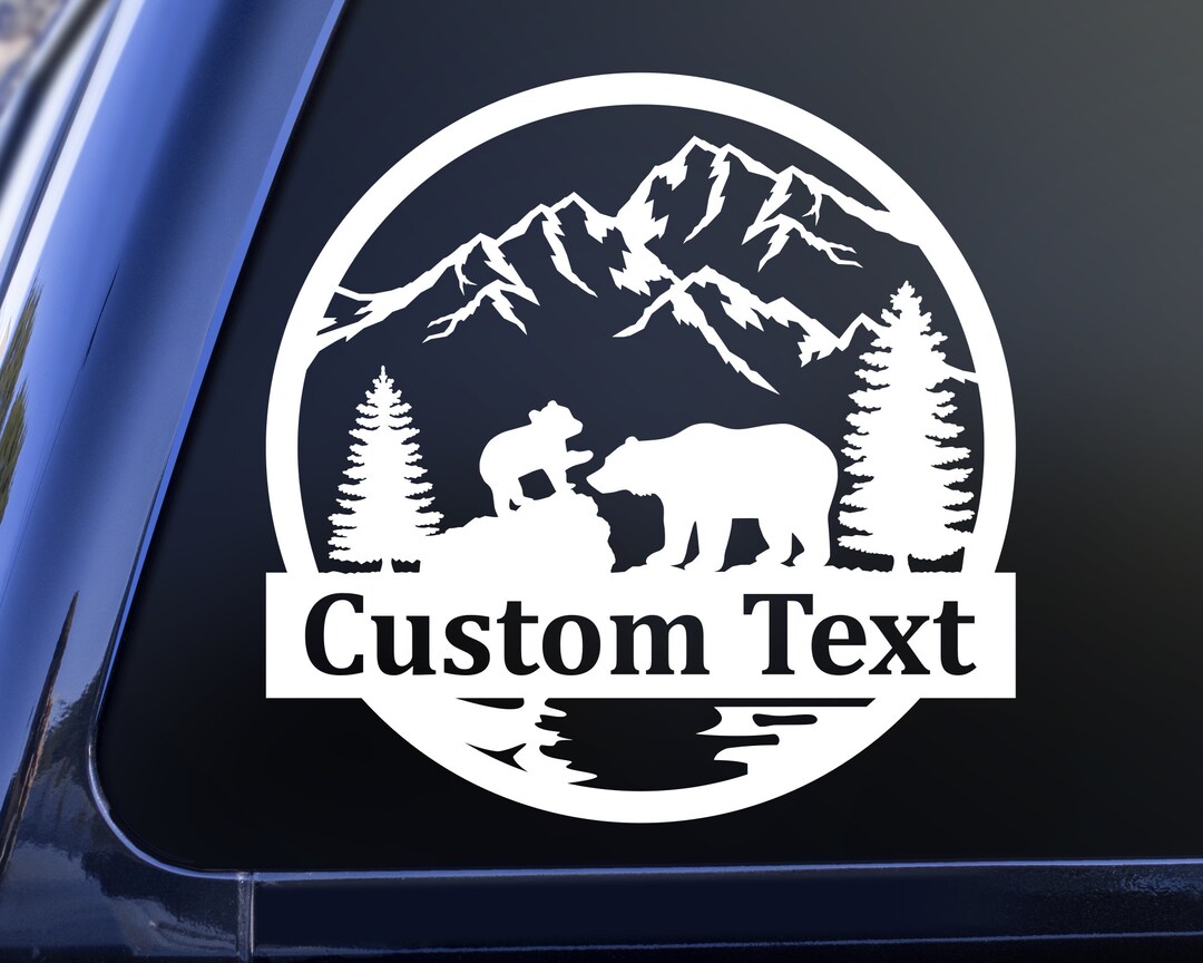Bear Mountain Scene Vinyl Decal Sticker, Baby Bear Mountains Decal ...