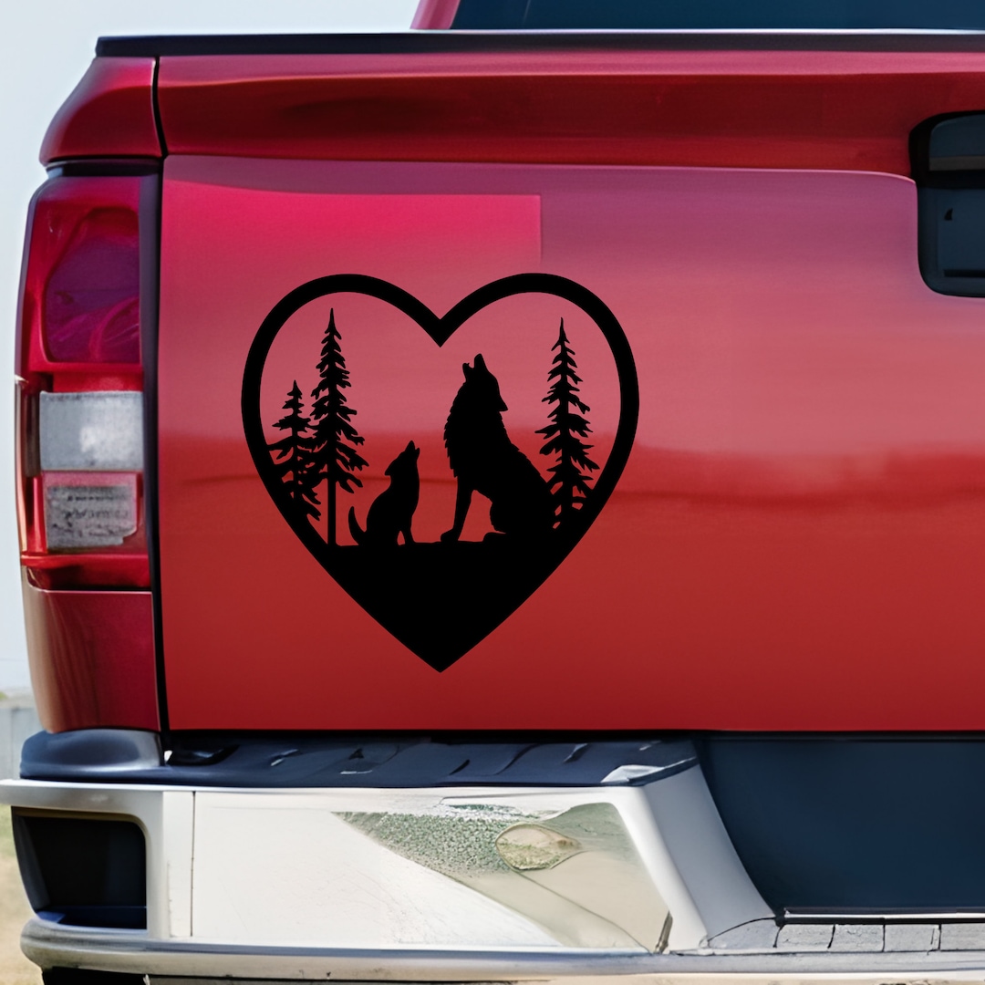 Howling Wolf Decal, Wolf Pup Decal, Forest in Heart Decal, - Etsy