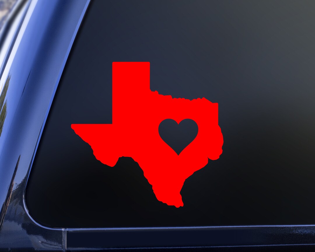 State of Texas Vinyl Decal Sticker, Love Texas Heart, Lone Star State ...