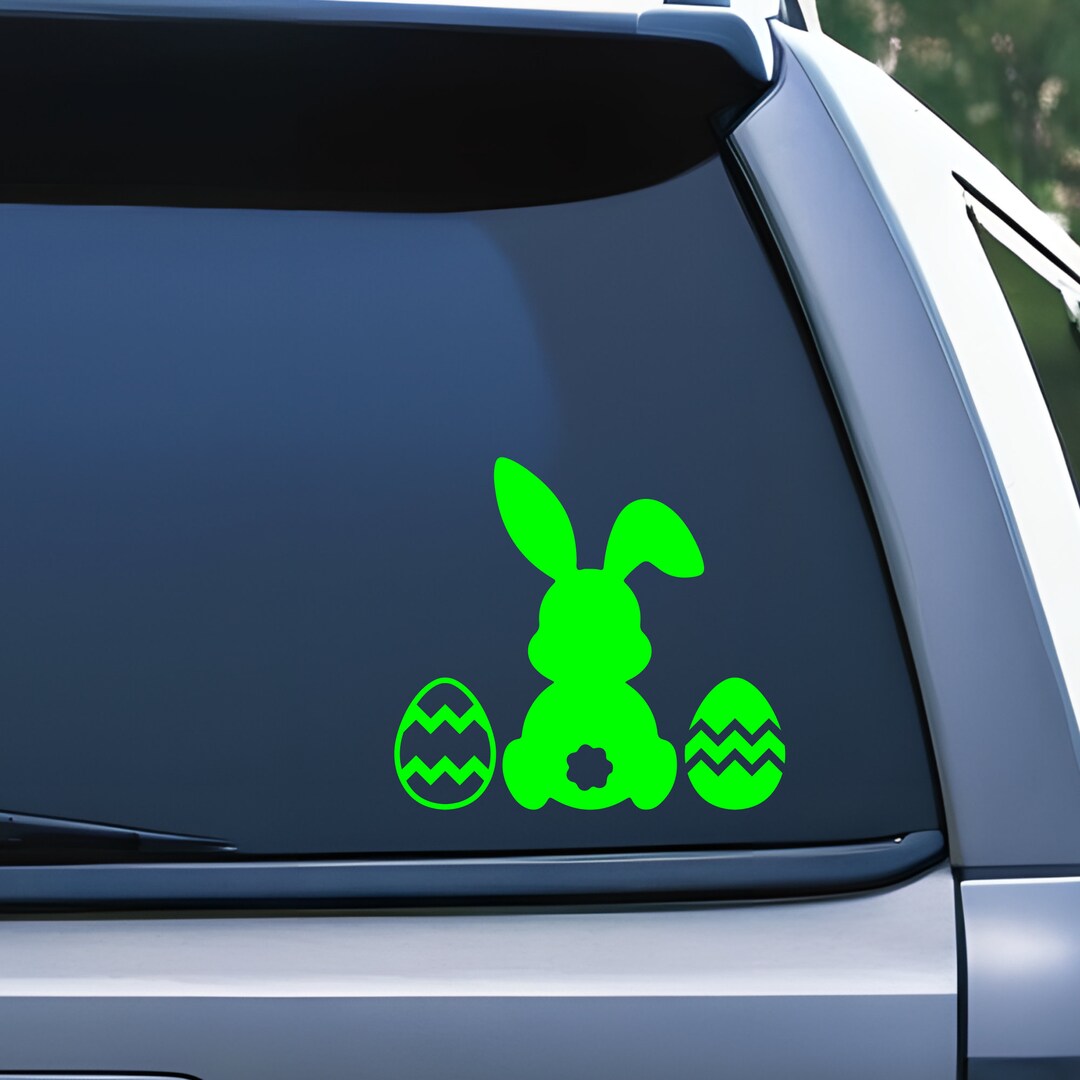Easter Bunny Rabbit and Eggs Vinyl Decal Sticker - Etsy