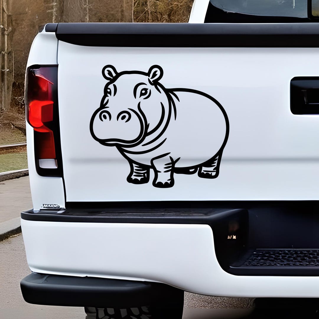 Hippo Decal, Cute Hippopotamus Decal, Hippo Outline Decal, African ...