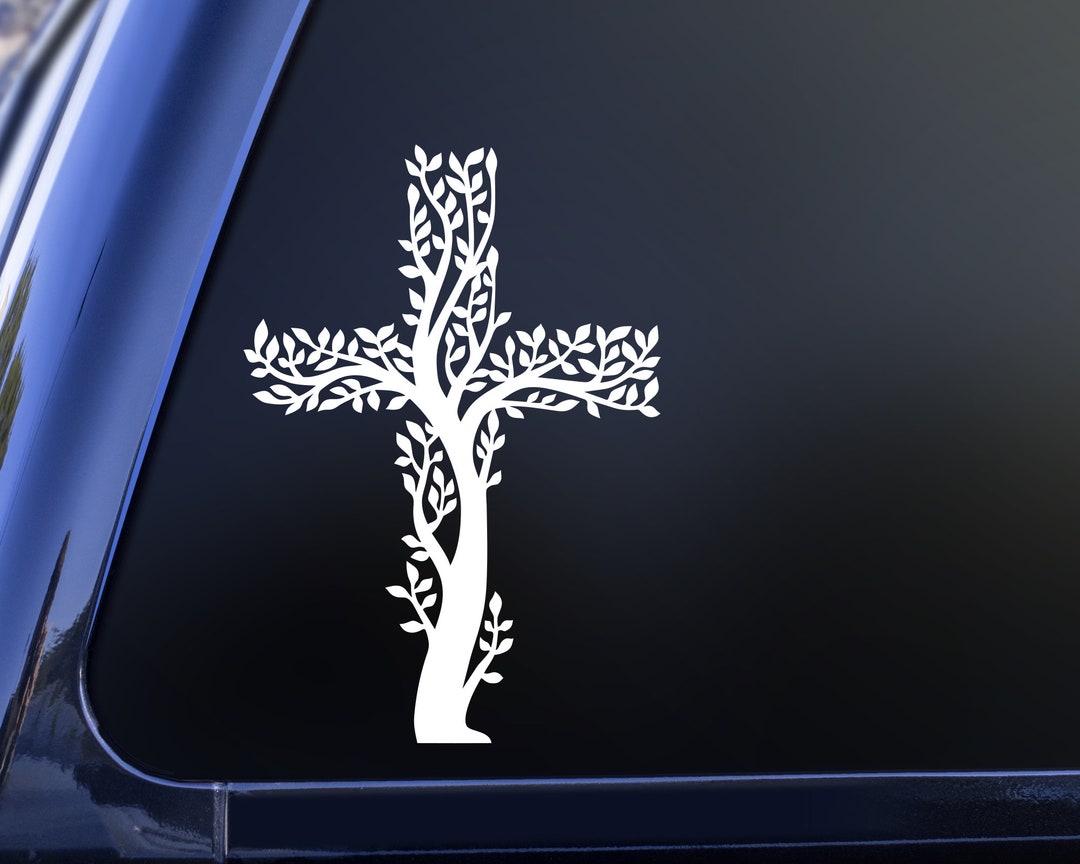 Olive Tree Cross Decal, Religious Decal, Christian Sticker, Car Window ...