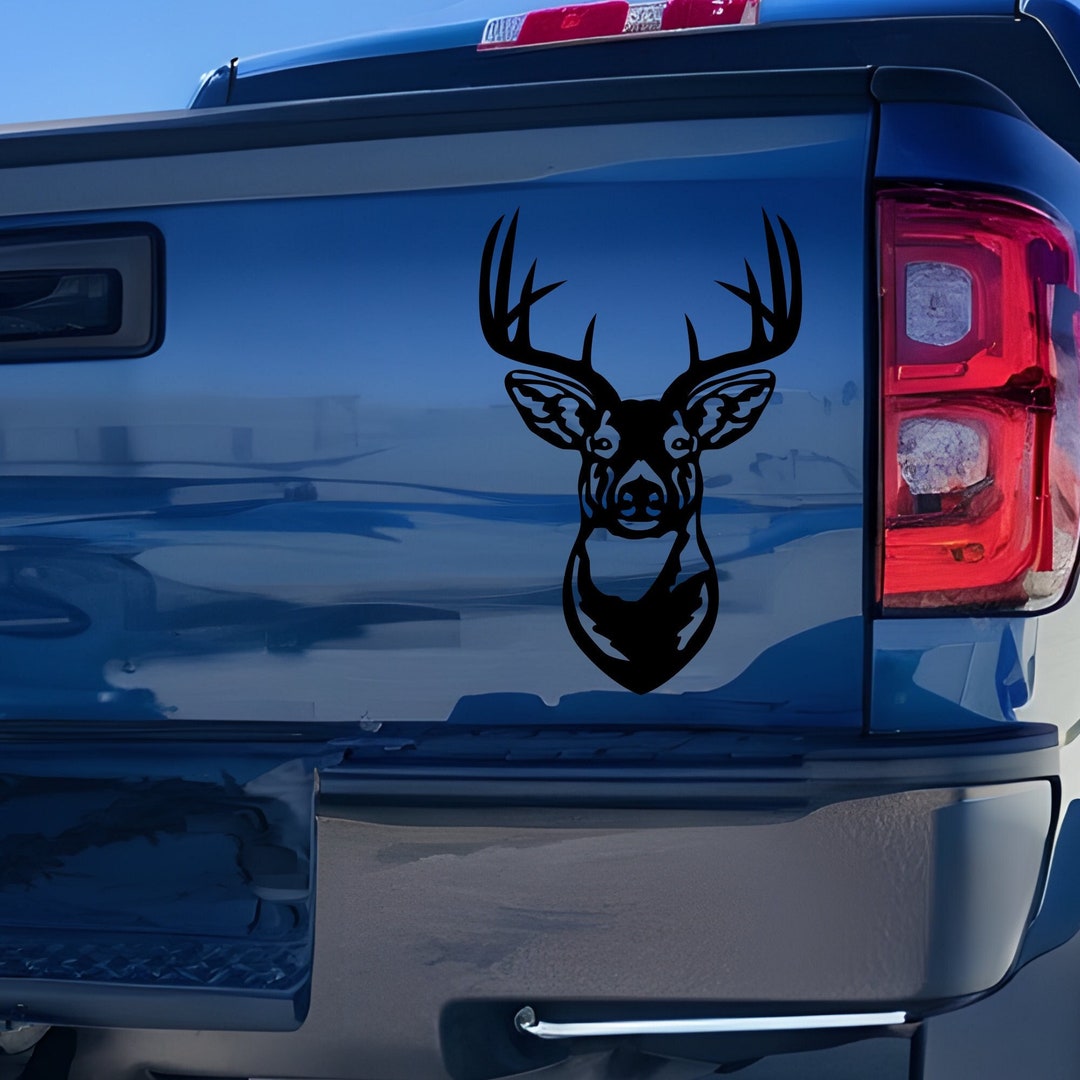 Deer Decal, Deer Head Silhouette Decal, Detailed Deer Head Sticker ...