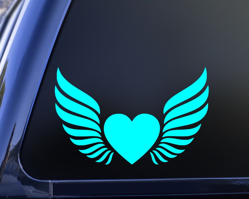 Heart Decal Heart With Wings Decal Flying Heart Decal Vinyl - Etsy