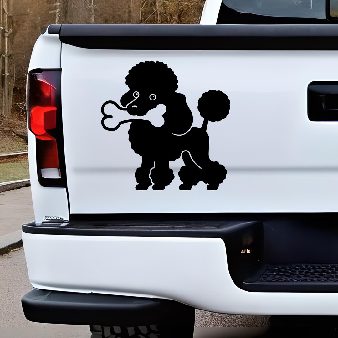 Poodle With Dog Bone Decal, Playful Poodle Sticker - Etsy