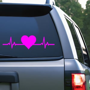 Heartbeat With Heart Vinyl Decal | Cardiogram Heart Sticker - Etsy