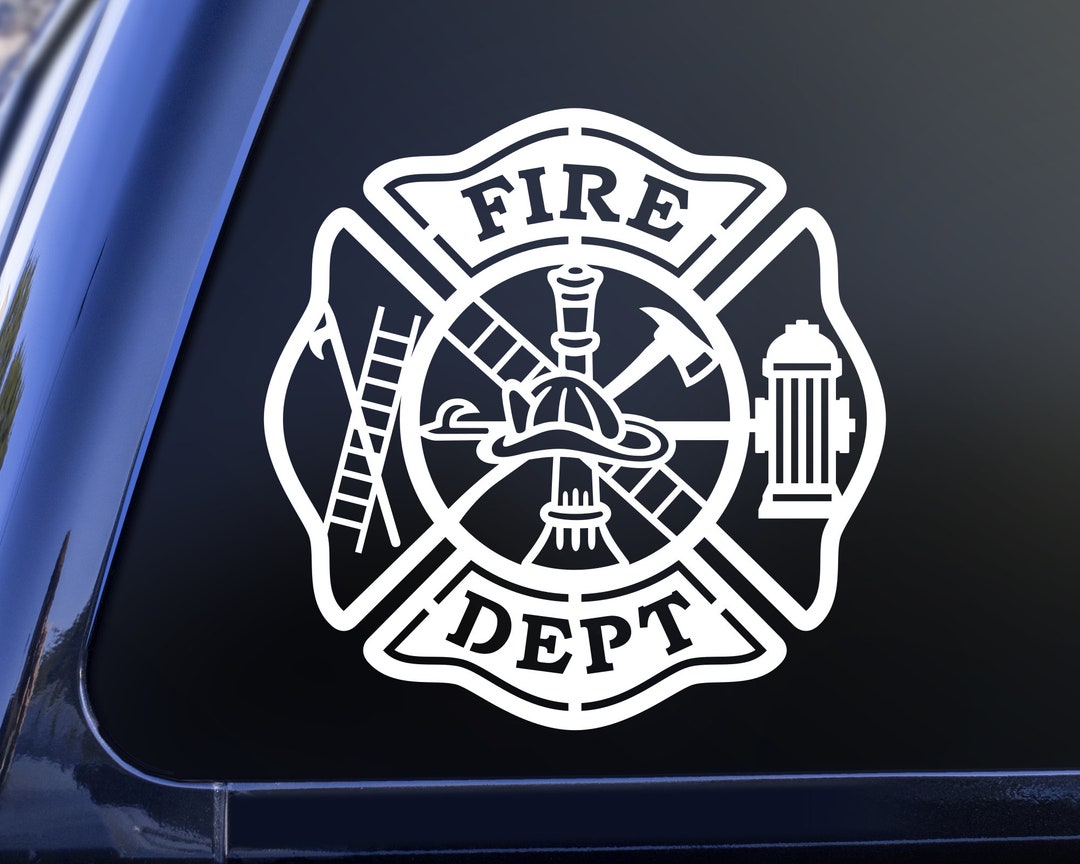 Fire Department Decal, Firefighter Decal Sticker, Maltese Cross Decal ...