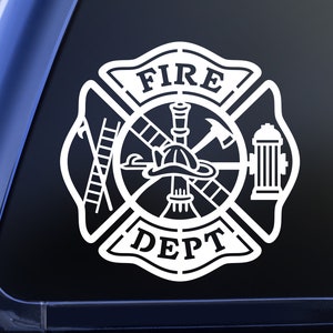 Fire Department Decal, Firefighter Decal Sticker, Maltese Cross Decal ...