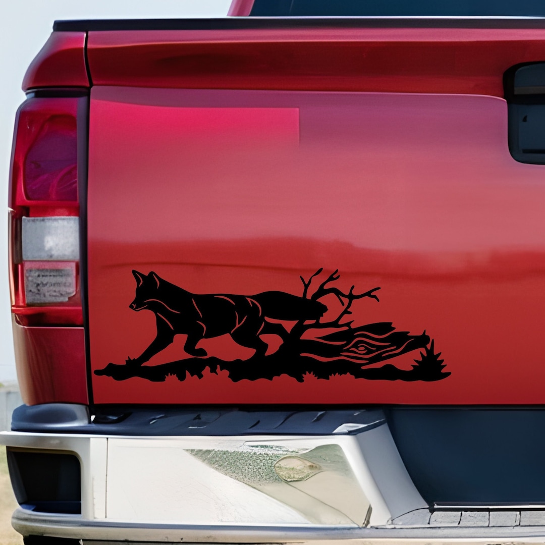 Fox Vinyl Decal Sticker, Wildlife Fox Decal, Fox on Log Decal, Window ...