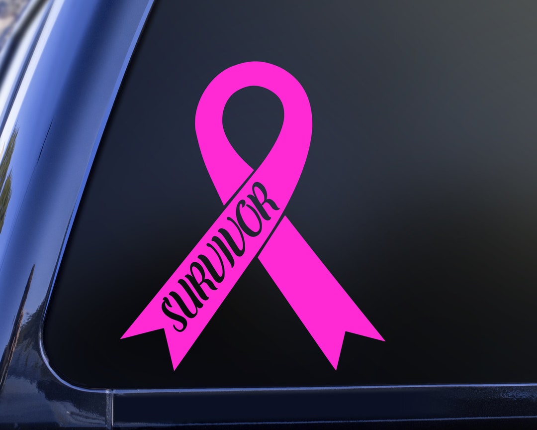 Cancer Survivor Vinyl Decal, Cancer Awareness Ribbon Decal, Breast ...