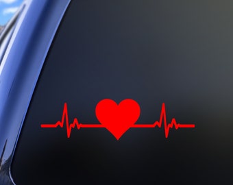 Heart Heartbeat Vinyl Decal Sticker - Etsy