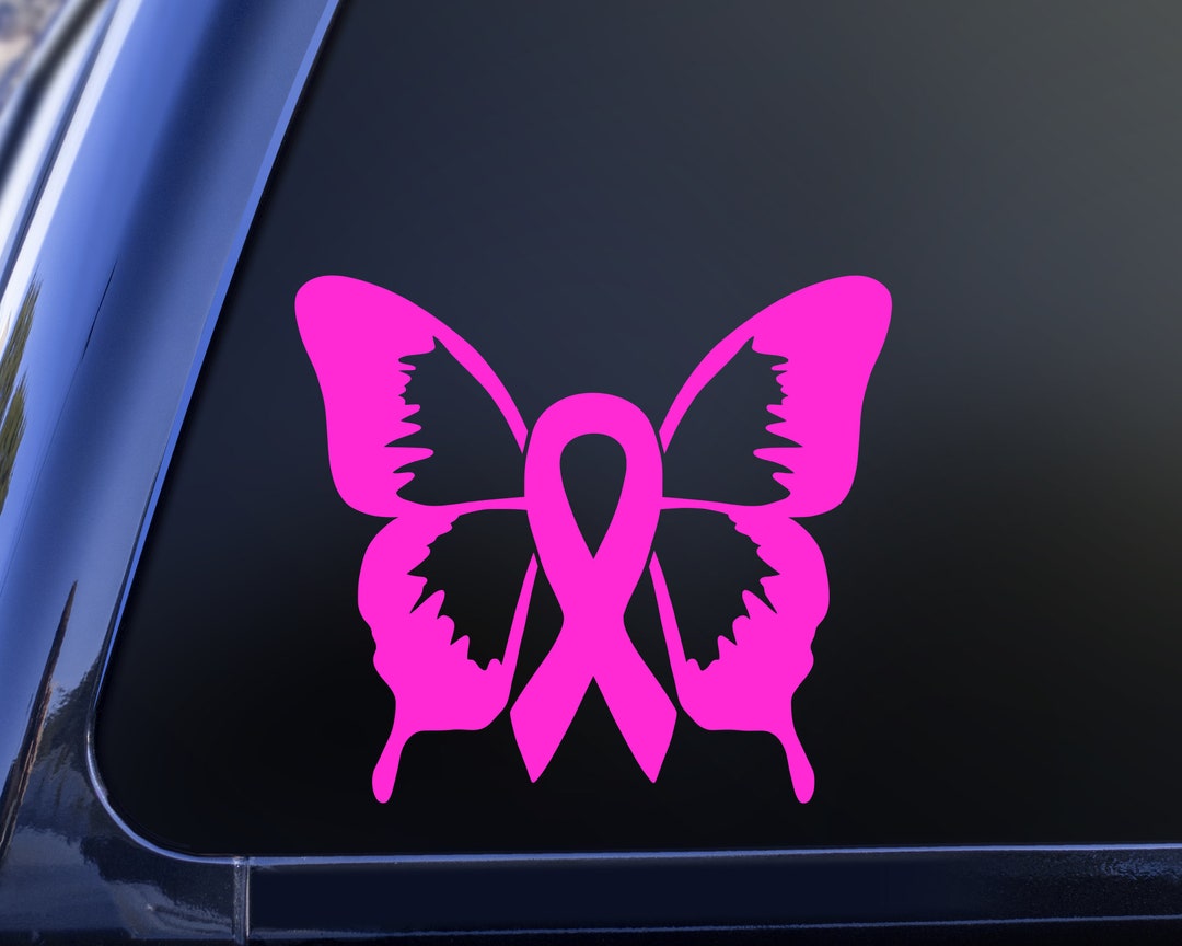 Cancer Butterfly Decal, Pink Butterfly Ribbon, Breast Cancer Awareness ...