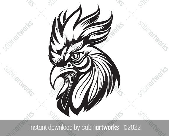 Brown Rooster Head Illustration, Side View Angle Rooster Face, Rooster ...