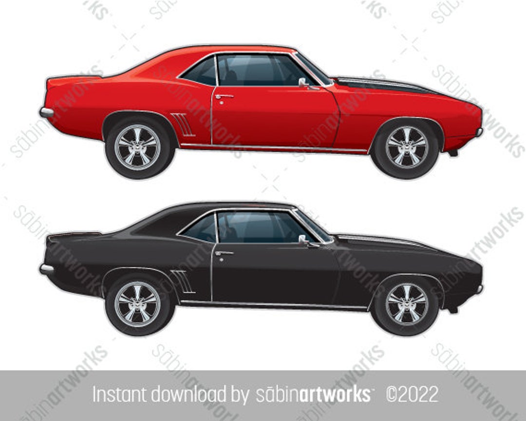 Muscle Cars Drawings Side View