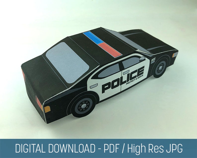 Police Car 3D Toy Model, Black & White Police Car Cut Out, Police Car ...