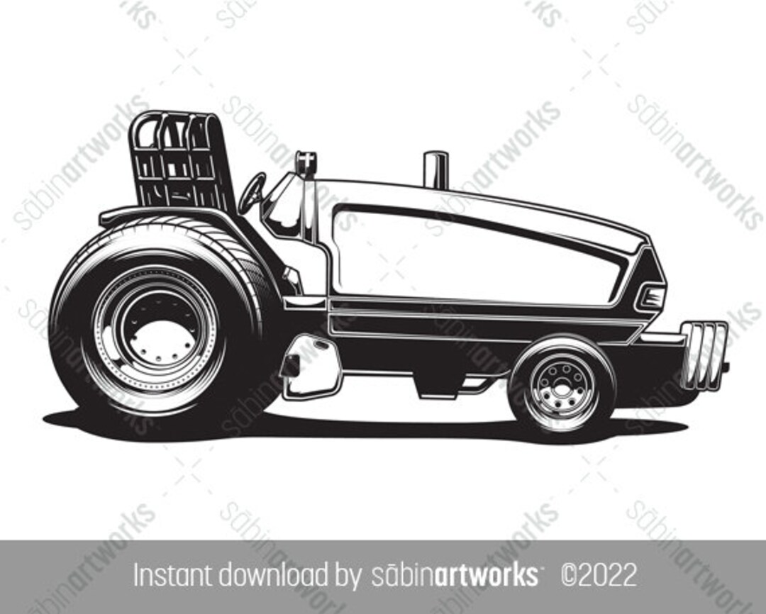 Tractor Pull Illustration, Race Tractor Drawing, SVG Cricut File ...