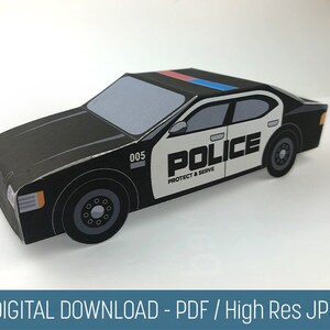 3D Police Car Paper Toy Model, Black & White Cut Out (PDF Download) - Etsy