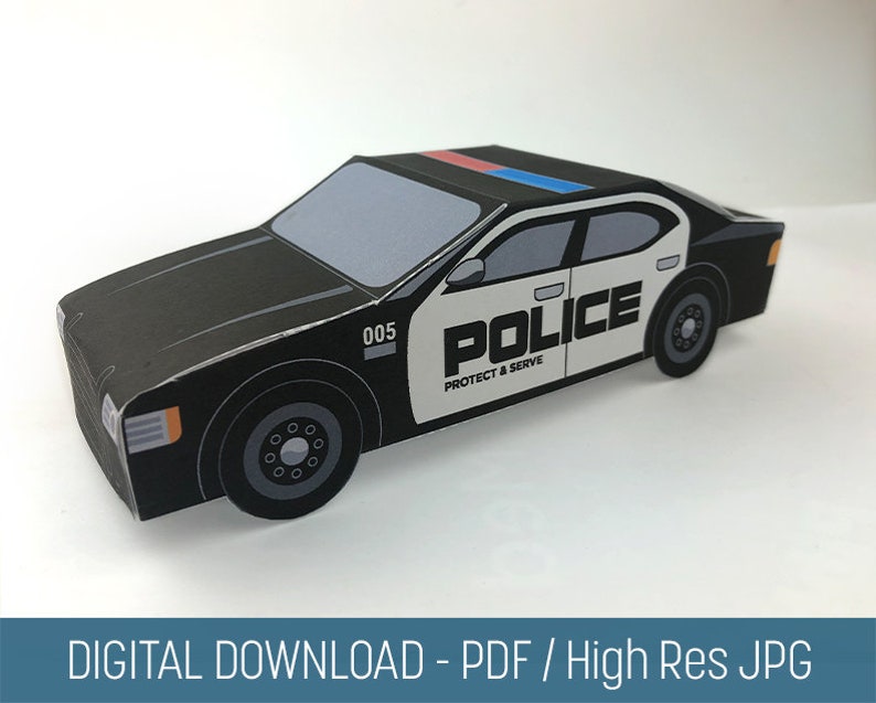 Police Car 3D Toy Model, Black & White Police Car Cut Out, Police Car ...