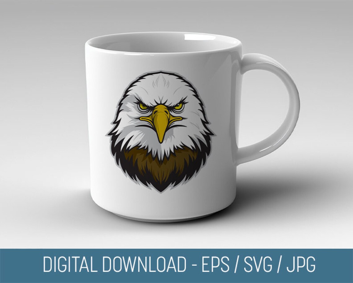 Bald Eagle Head 2 Front View SVG JPG EPS, Vector Eagle Head Clipart ...