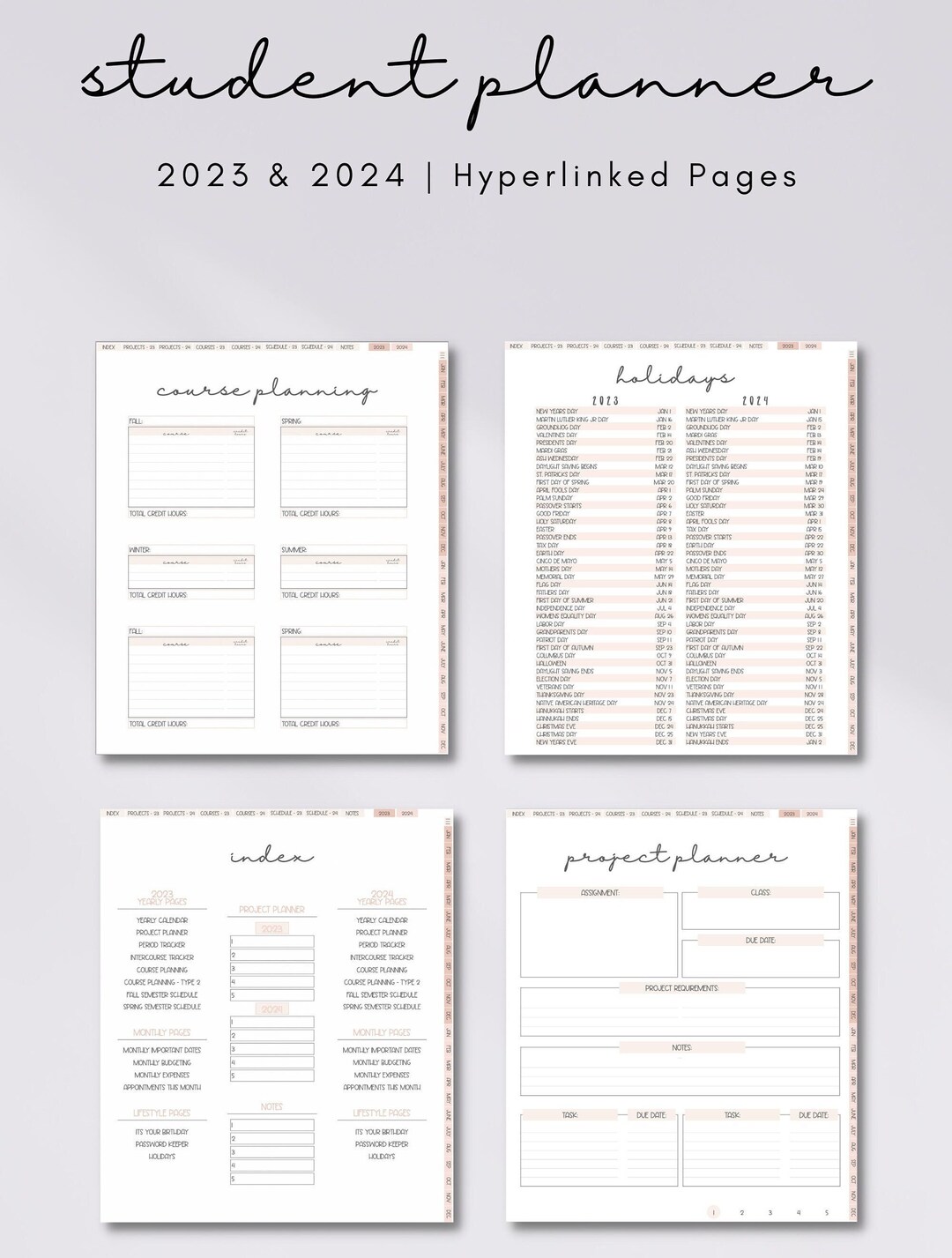 2023 & 2024 Student Planner - Etsy