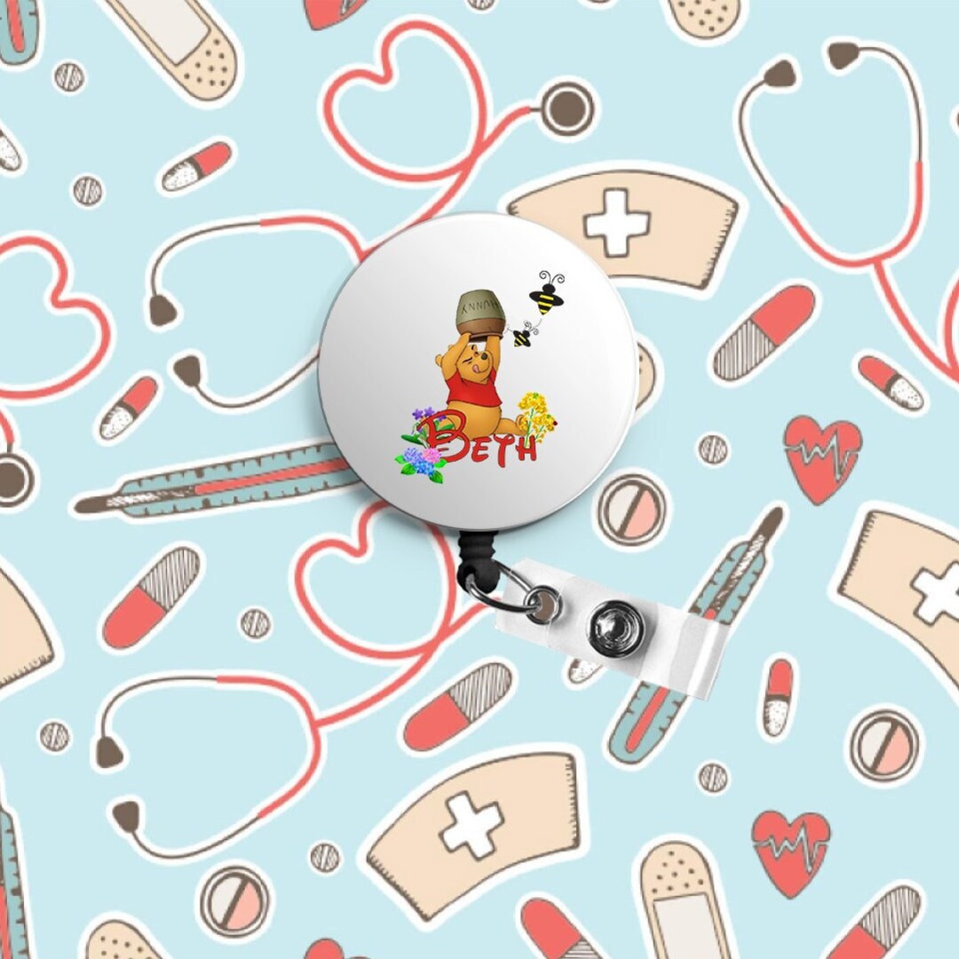 Personalized Hungry Winnie, Winnie the Pooh Nurse, RN, CNA, MA Badge ...