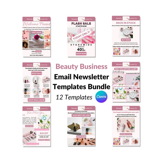 Blush Pink Email Marketing Template Bundle Beauty Business - Etsy