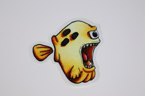 Angry Fish Vinyl Sticker - Etsy