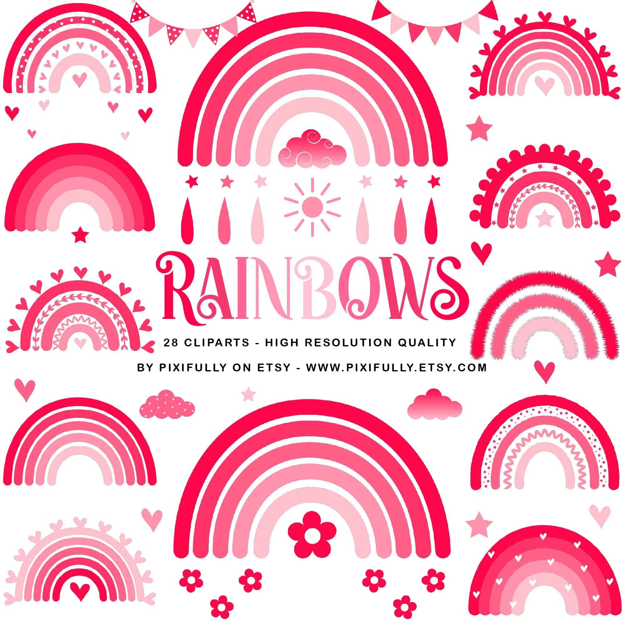Pink Rainbows Png Pink Rainbow Png Pink Rainbow Clip Art Pink - Etsy